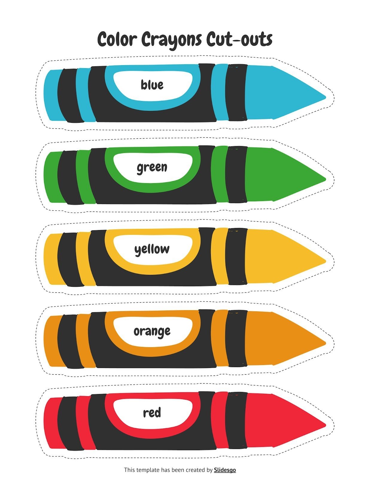 Color Crayons Cut-outs Template