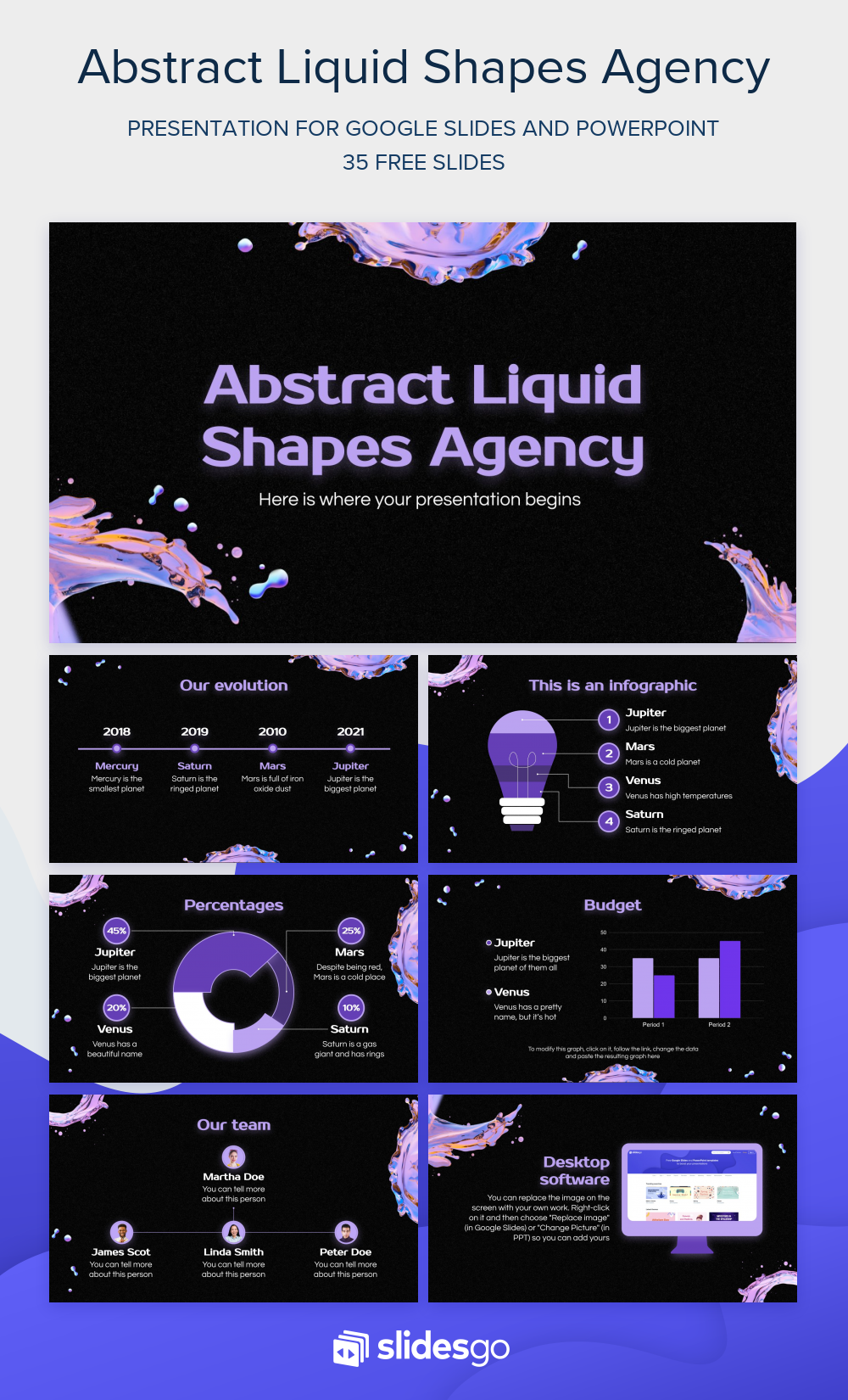 Abstract Liquid Shapes Agency | Google Slides & PPT template