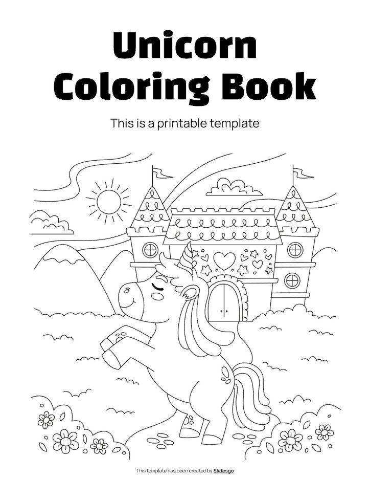 Unicorn Coloring Book Template