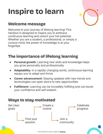 Inspire to Learn Handout Template