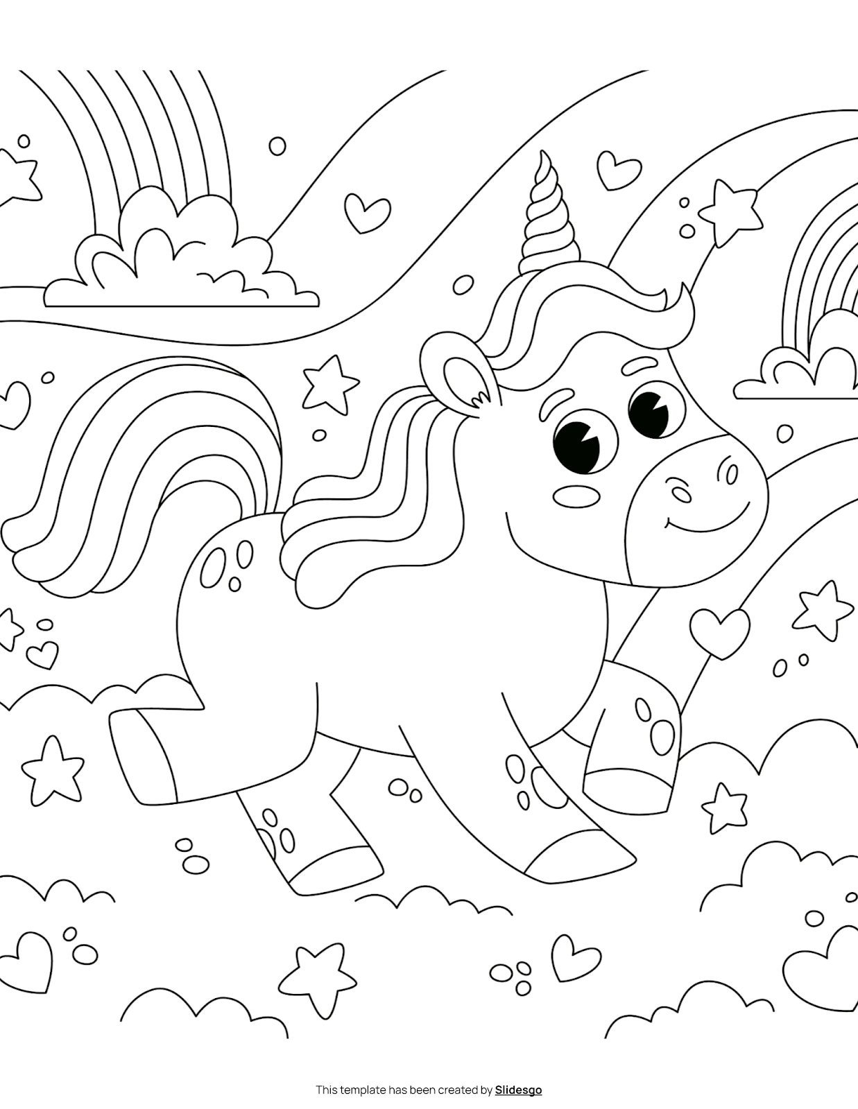 Unicorn Coloring Book Template