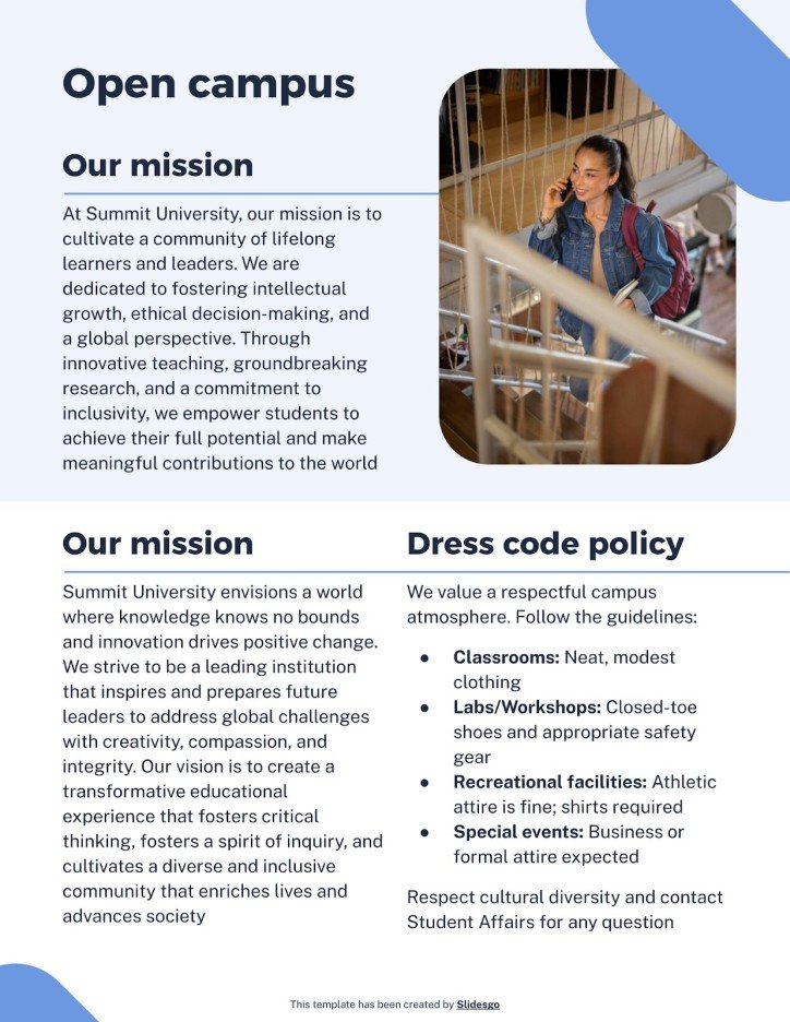 Open Campus Handout Template