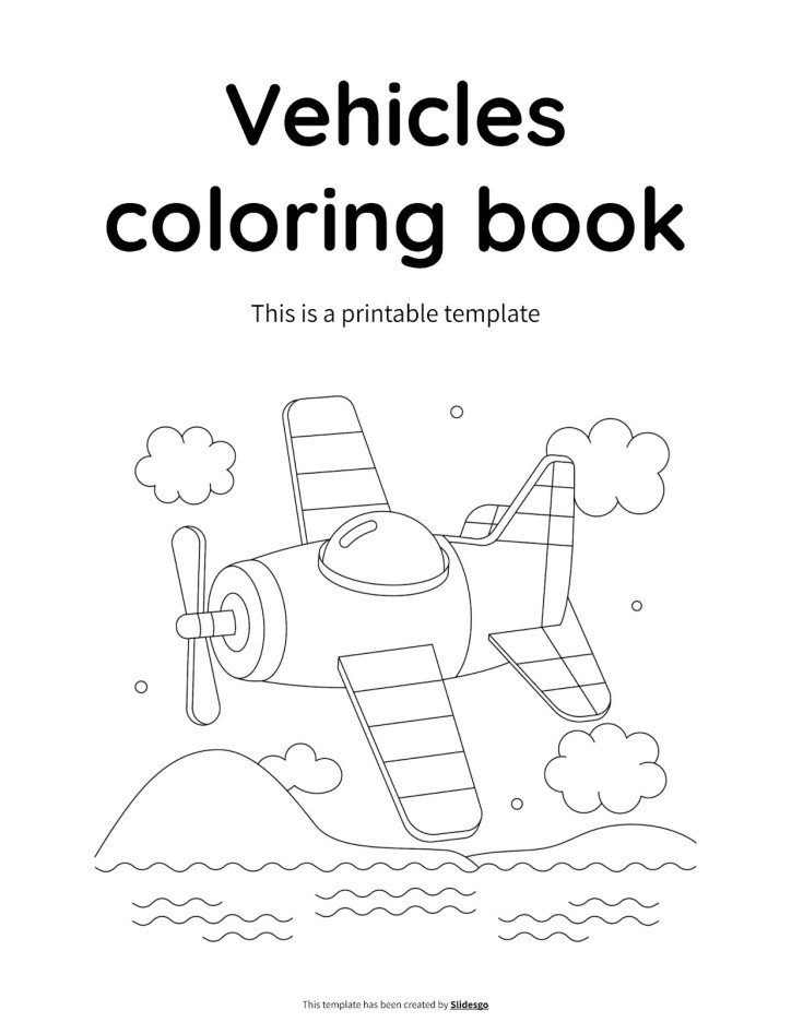 Vehicles Coloring Book Template