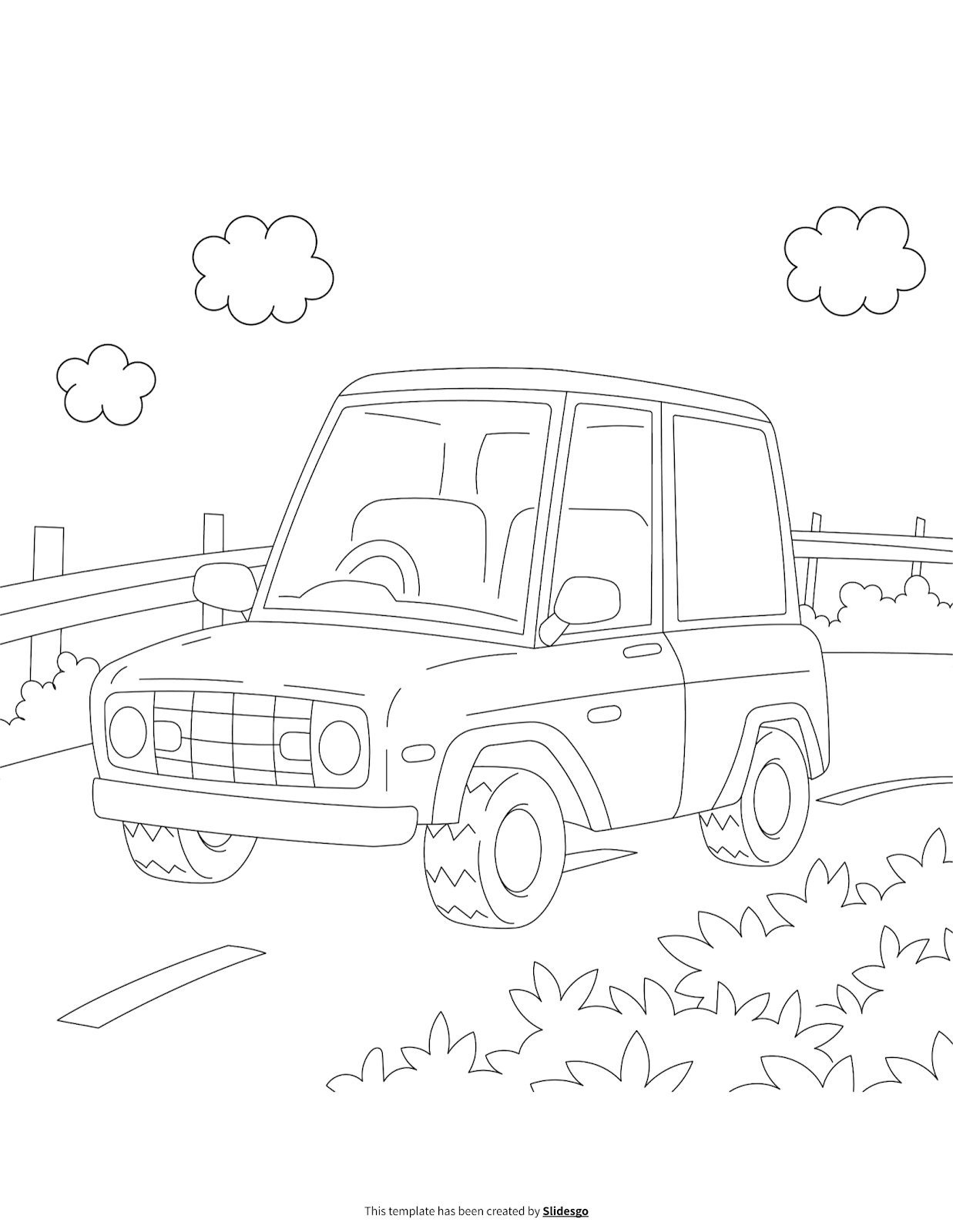 Vehicles Coloring Book Template