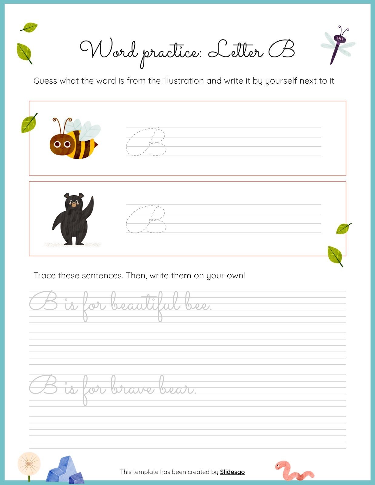 Cursive Handwriting Practice Handout Template