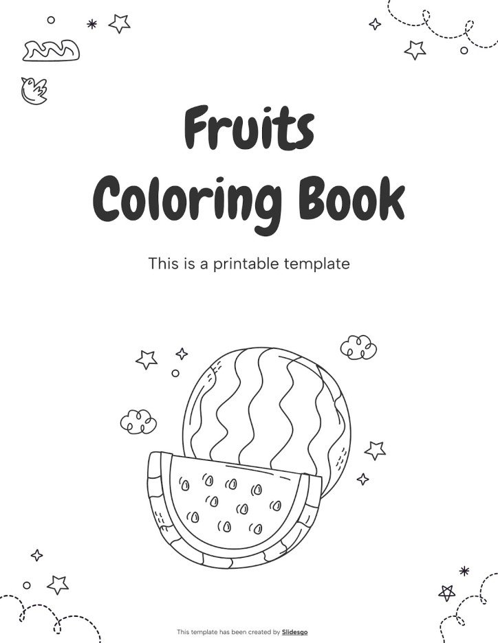 Fruits Coloring Book Template