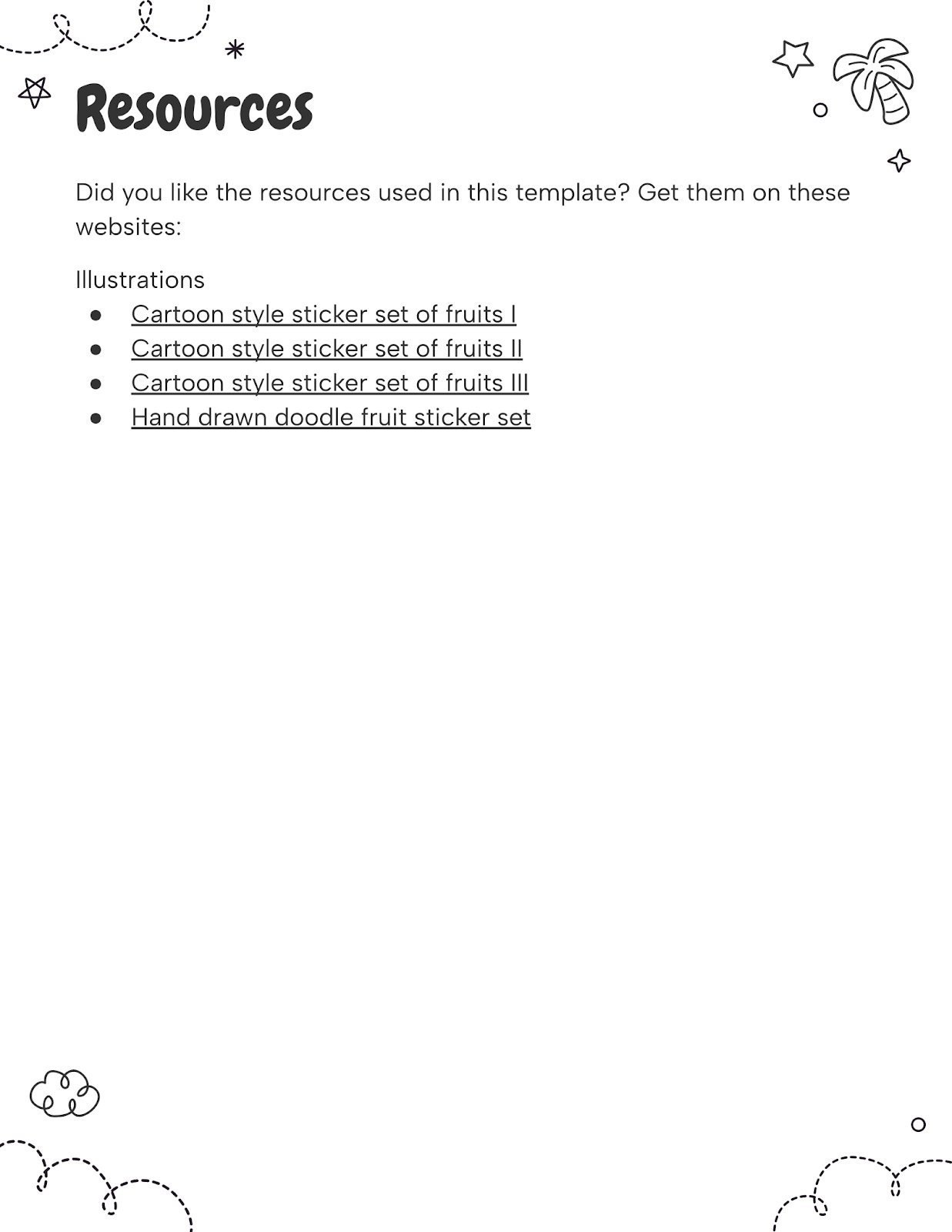 Fruits Coloring Book Template