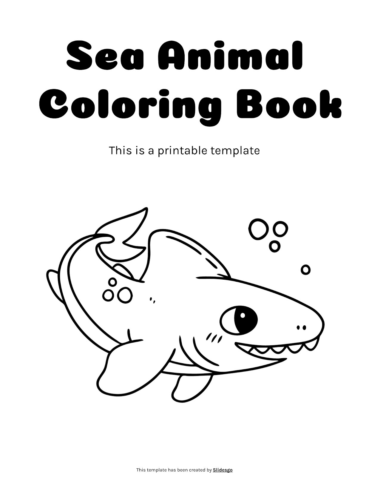 Sea Animal Coloring Book Template