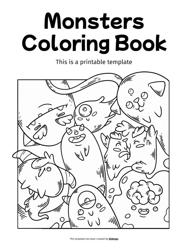 Monsters Coloring Book Template