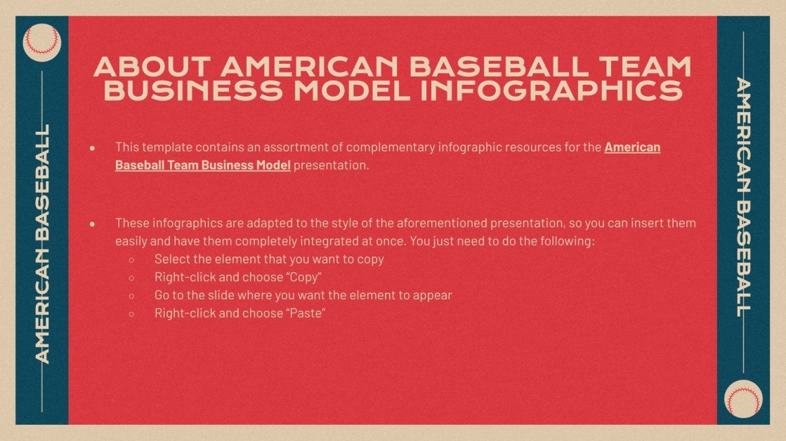 Infografías Modelo de equipo de béisbol americano