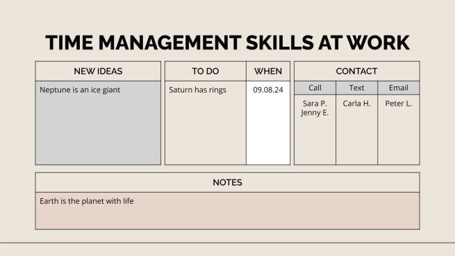 Time Management Skills at Work Infographics Template