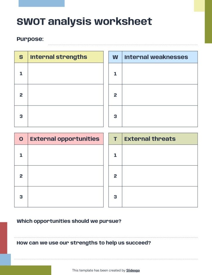 Arbeitsblatt zur SWOT-Analyse Vorlage