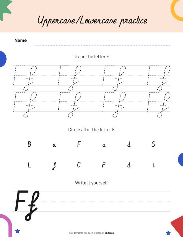 Cursive Handwriting Practice Handout Template