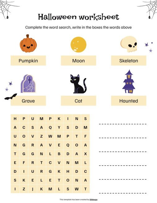 Halloween Worksheet Template