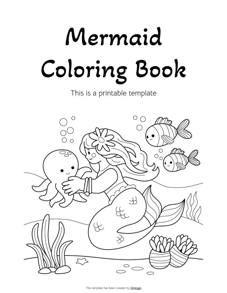 Mermaid Coloring Book Template