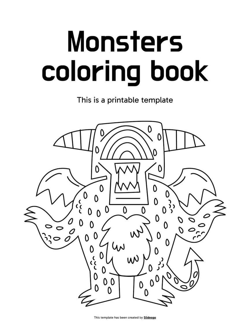 Monsters Coloring Book Template