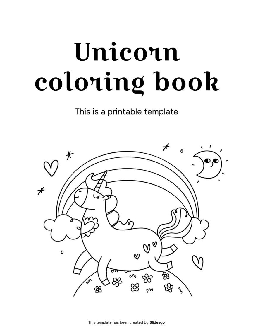 Unicorn Coloring Book Template