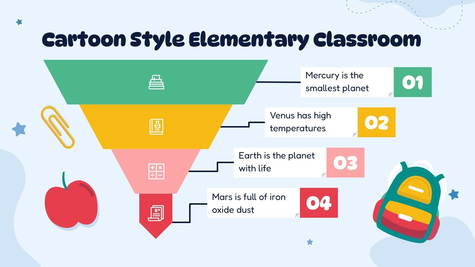 Cartoon Style Elementary Classroom Essentials Infographics