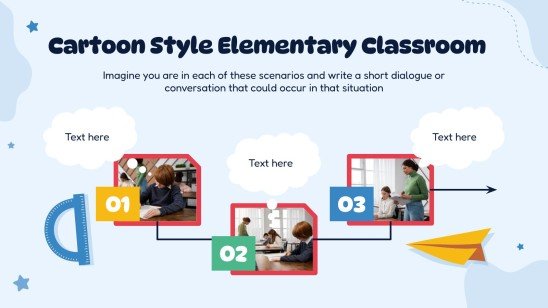 Cartoon Style Elementary Classroom Essentials Infographics