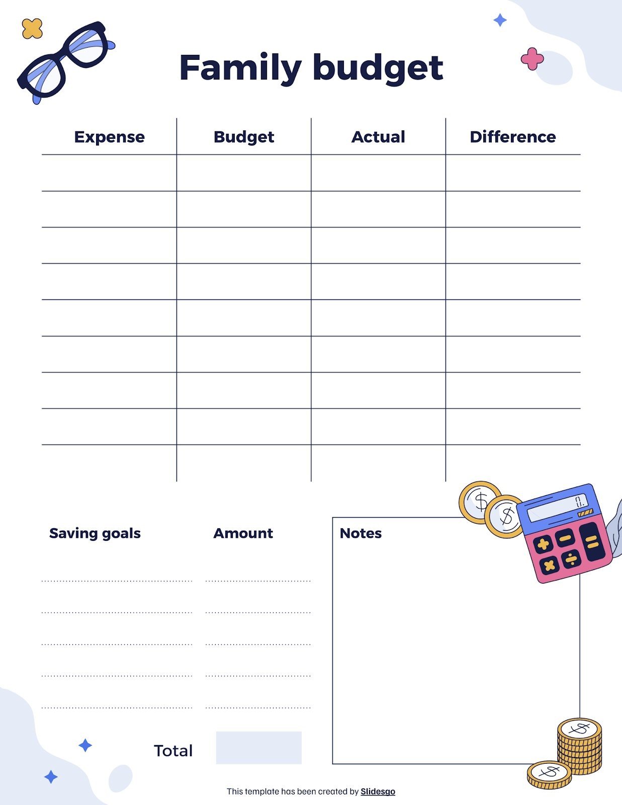 Family budget Worksheet Template
