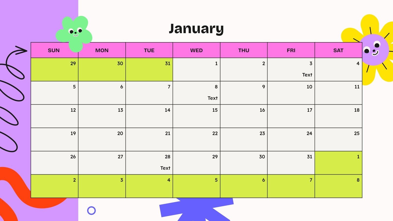 Colorful Calendar Template Presentation