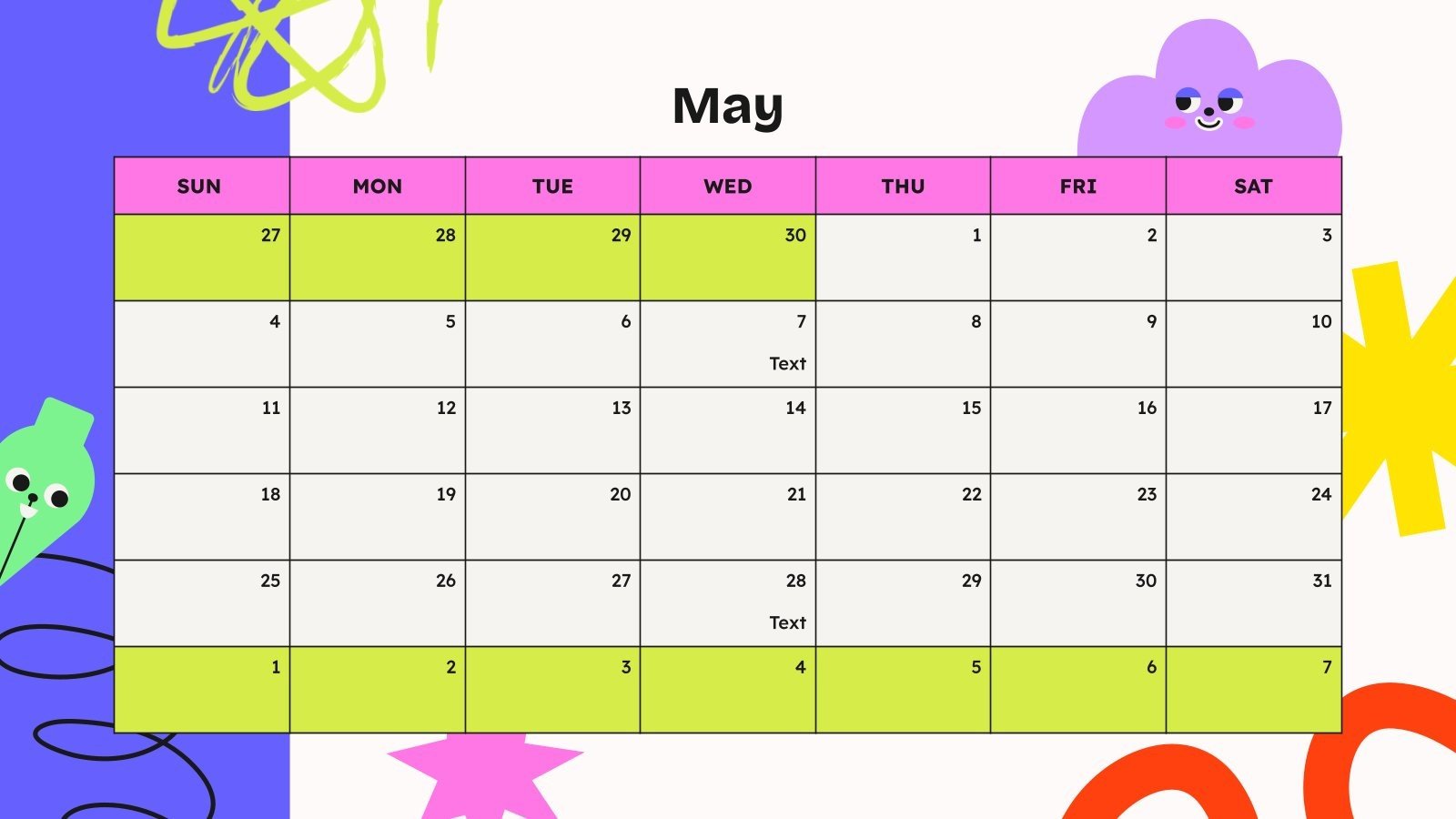 Colorful Calendar Template Presentation