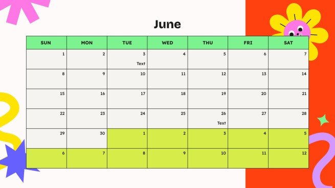 Colorful Calendar Template Presentation