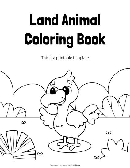 Land Animal Coloring Book Template