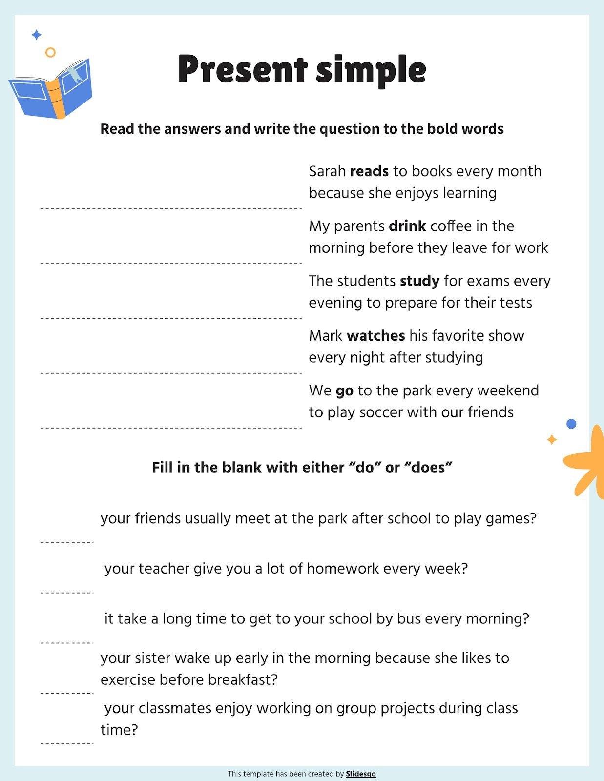 Present Simple Worksheet Template