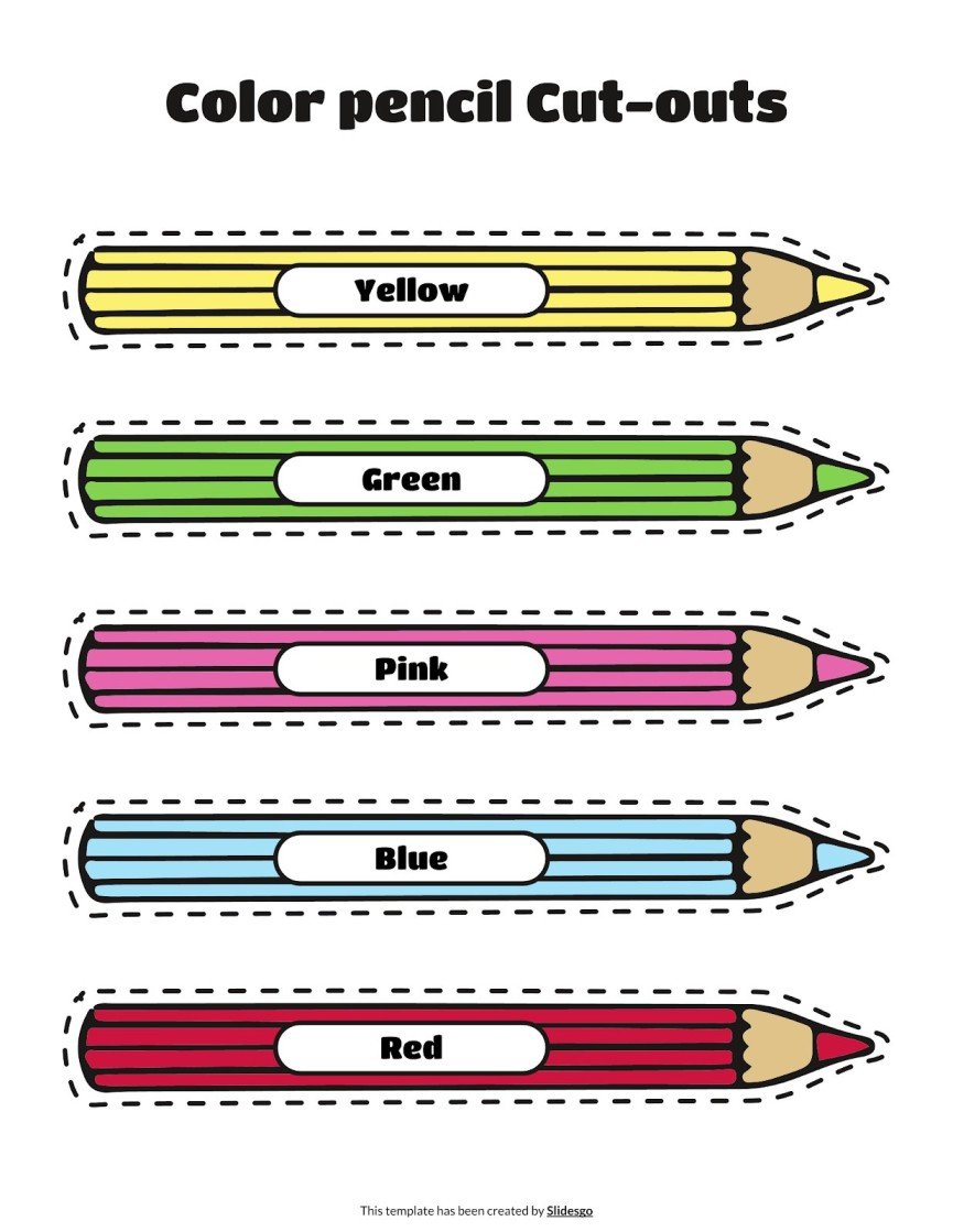 Color Pencil Cut-outs Template
