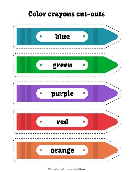 Color Crayons Cut-outs Template