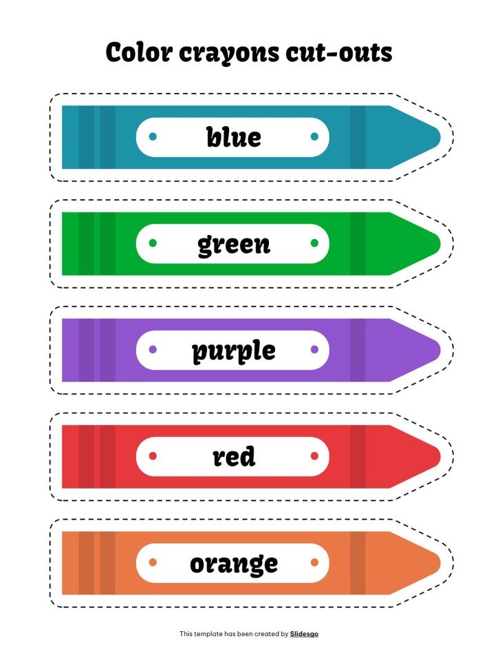 Color Crayons Cut-outs Template
