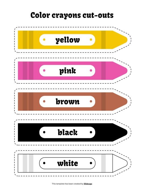 Color Crayons Cut-outs Template
