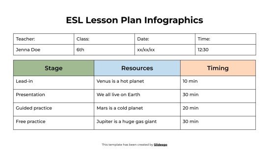 ESL Lesson Plan Infographics Template