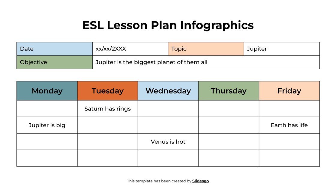 ESL Lesson Plan Infographics Template