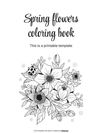 Spring Flowers Coloring Book Template