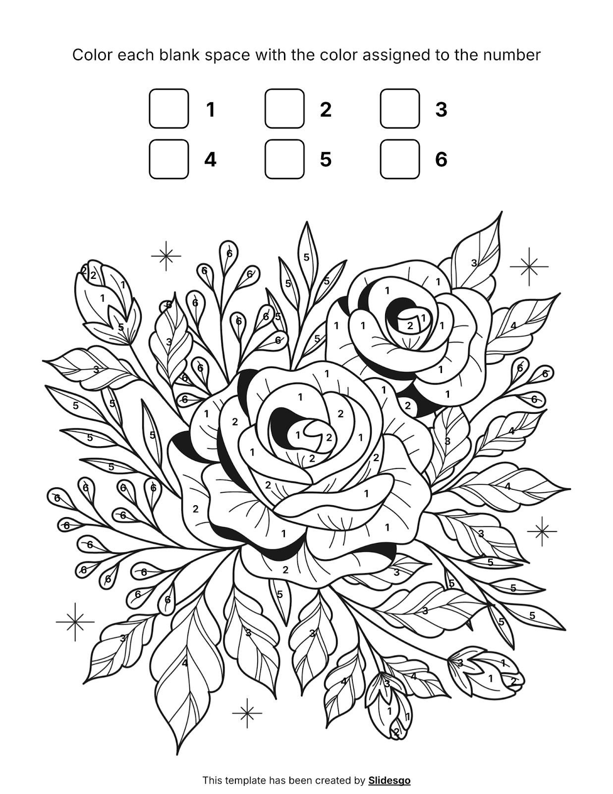 Plantilla Libro para colorear de flores de primavera