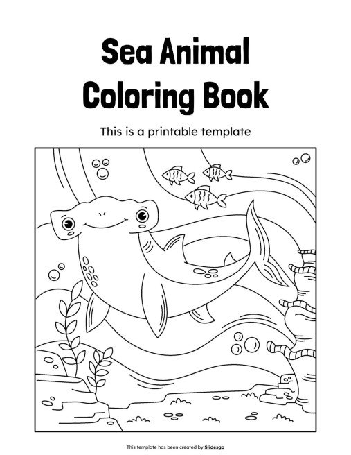 Sea Animal Coloring Book Template