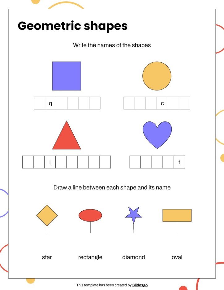 Geometric Shapes Worksheet Template