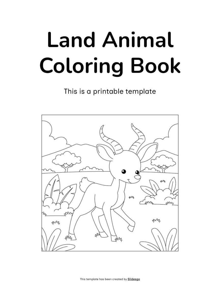 Land Animal Coloring Book Template