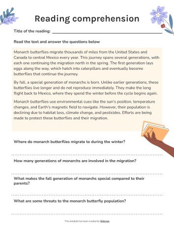 Reading Comprehension Worksheet Template