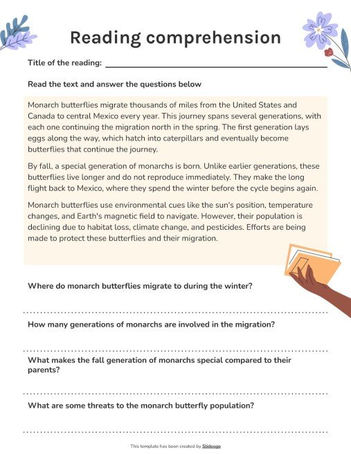 Reading Comprehension Worksheet Template