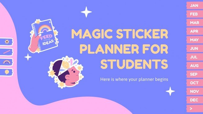 Agenda con stickers para estudiantes | Google Slides y PPT