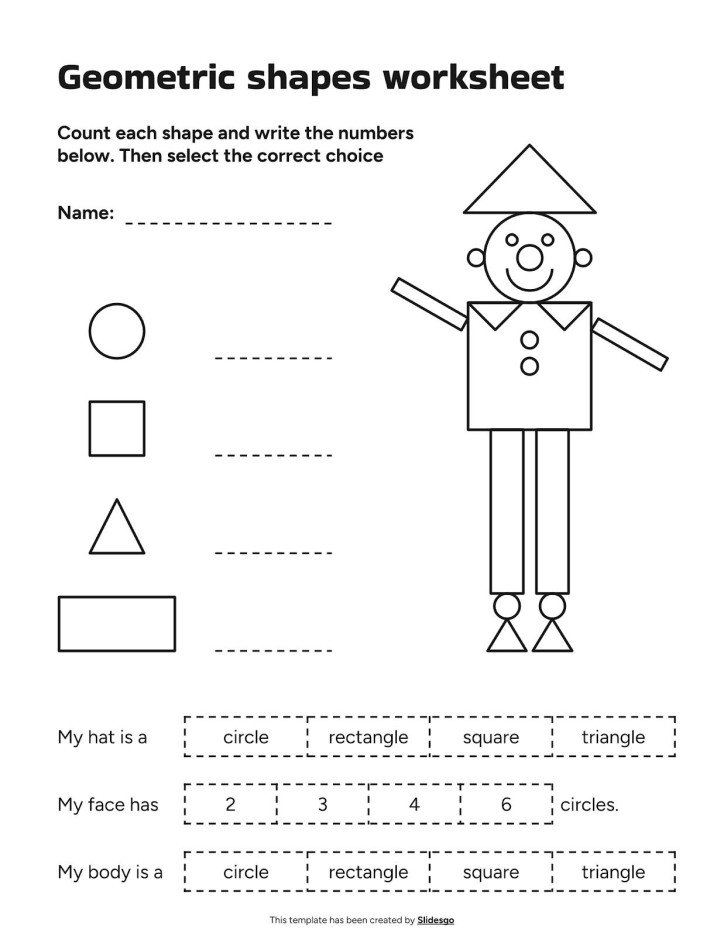 Geometric Shapes Worksheet Template