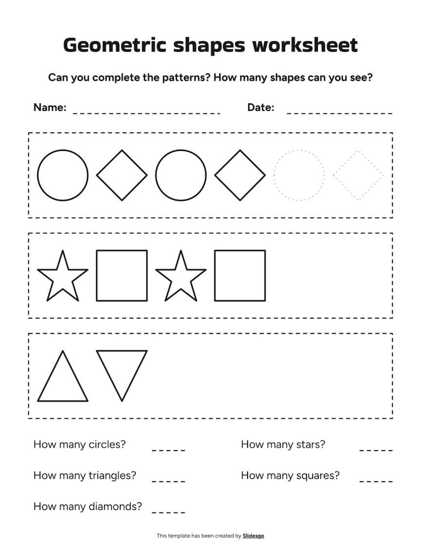 Geometric Shapes Worksheet Template