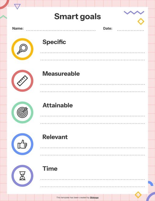 Smart Goal Worksheet Template