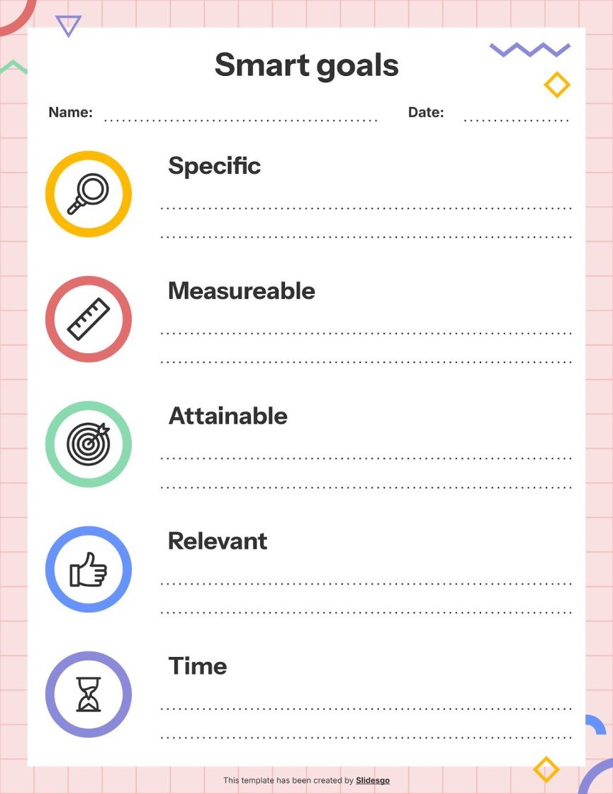 Smart Goal Worksheet Template