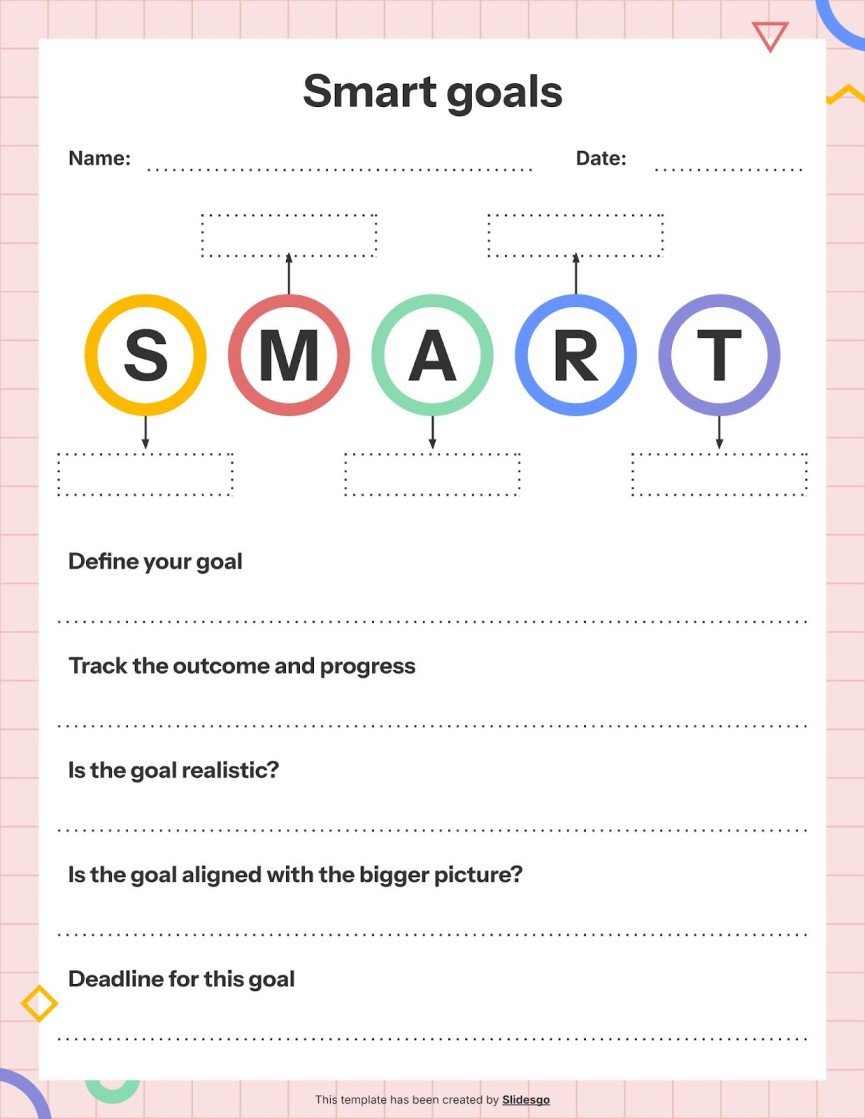 Smart Goal Worksheet Template