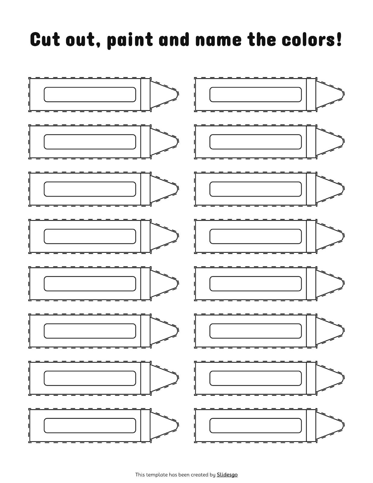 Color Crayons Cut-outs Template