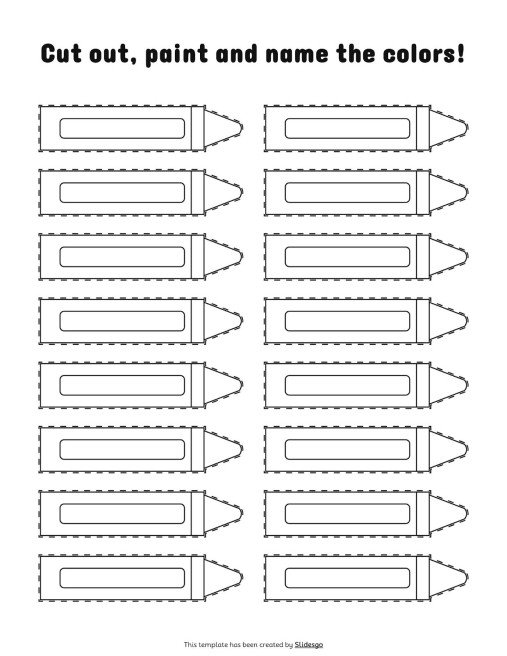 Color Crayons Cut-outs Template